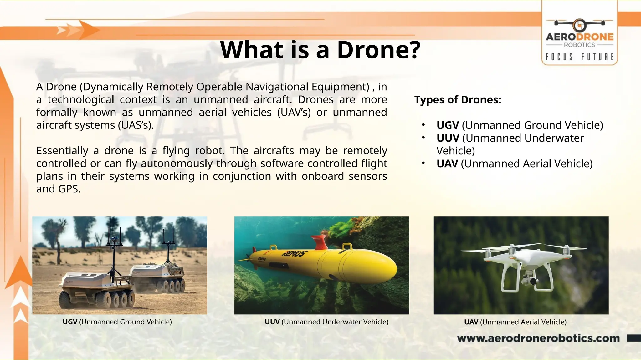AeroDrone Robotics Your Gateway to Drone Training!! | PPTX