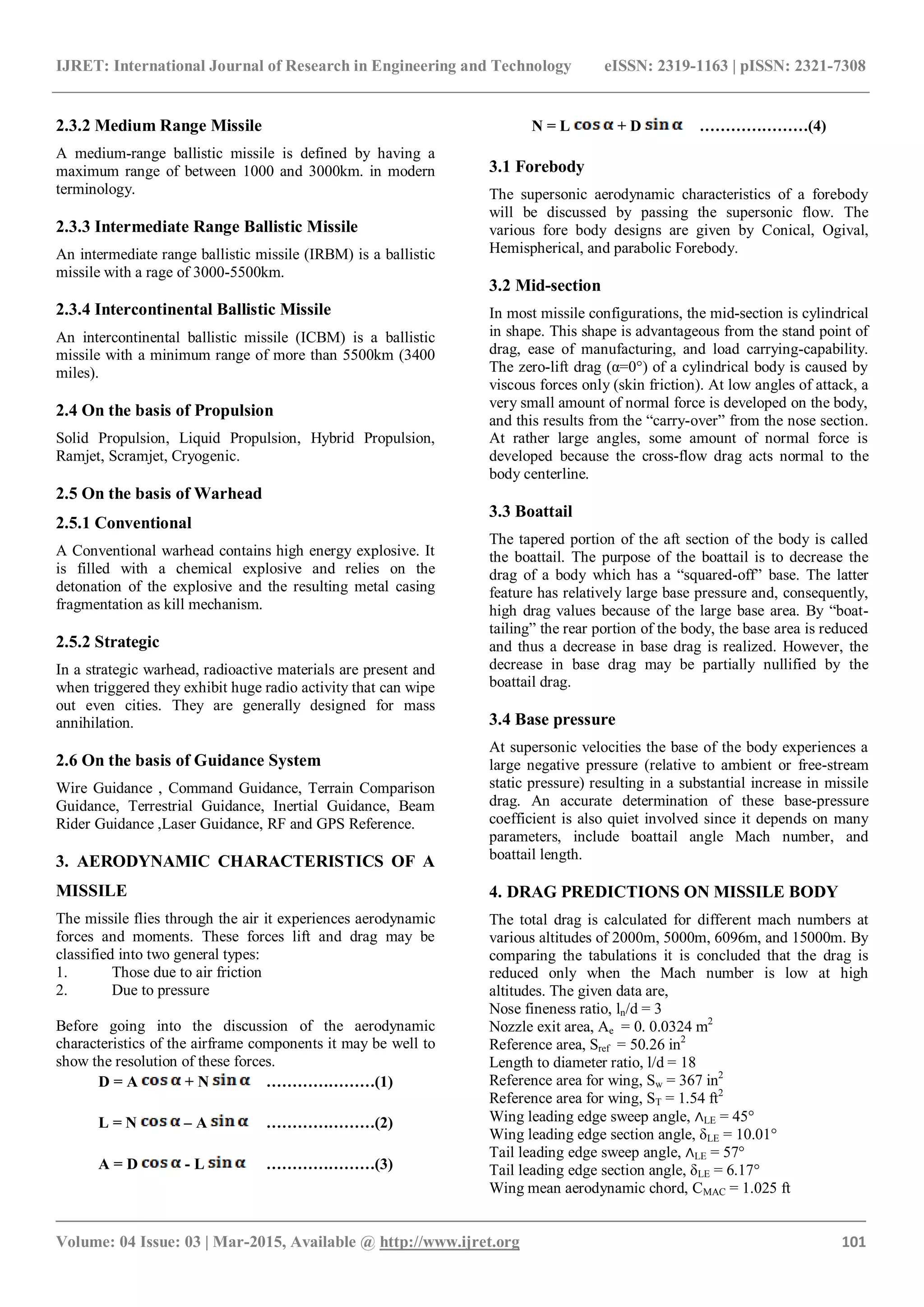Aerodynamic characterisitics of a missile components | PDF