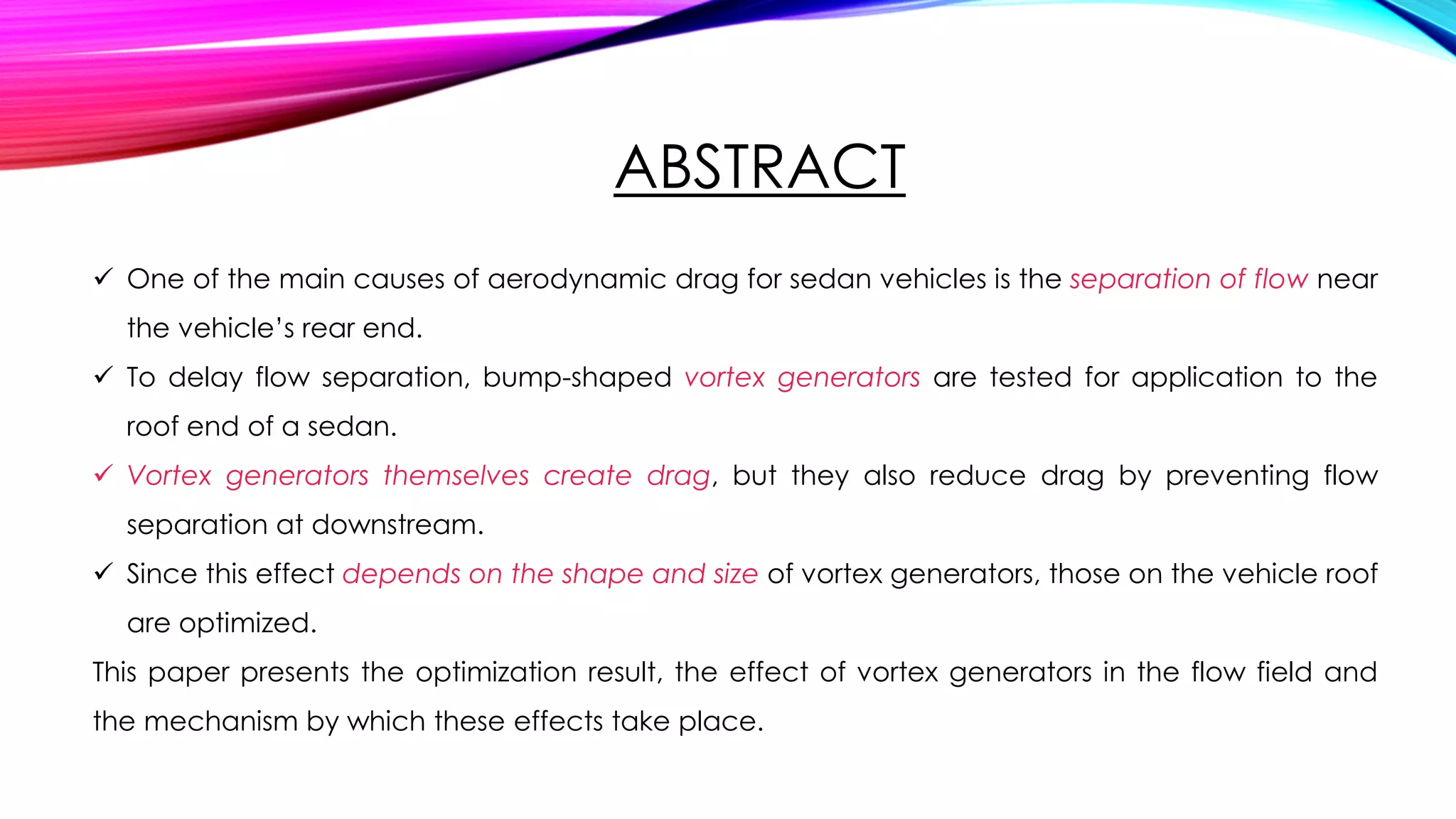 Aerodynamic drag reduction by vortex generator | PDF