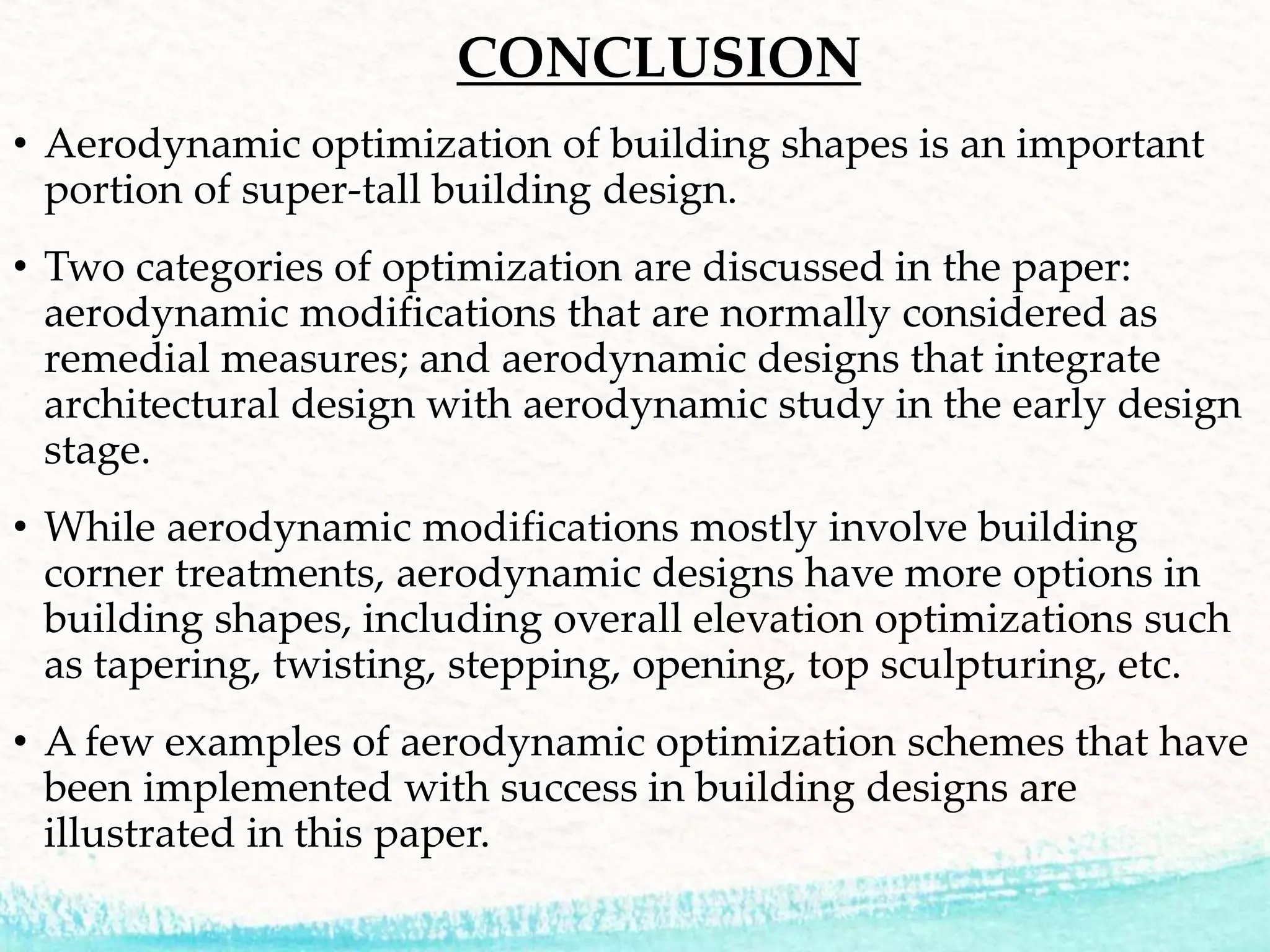 Aerodynamic optimization of building shapes | PPTX