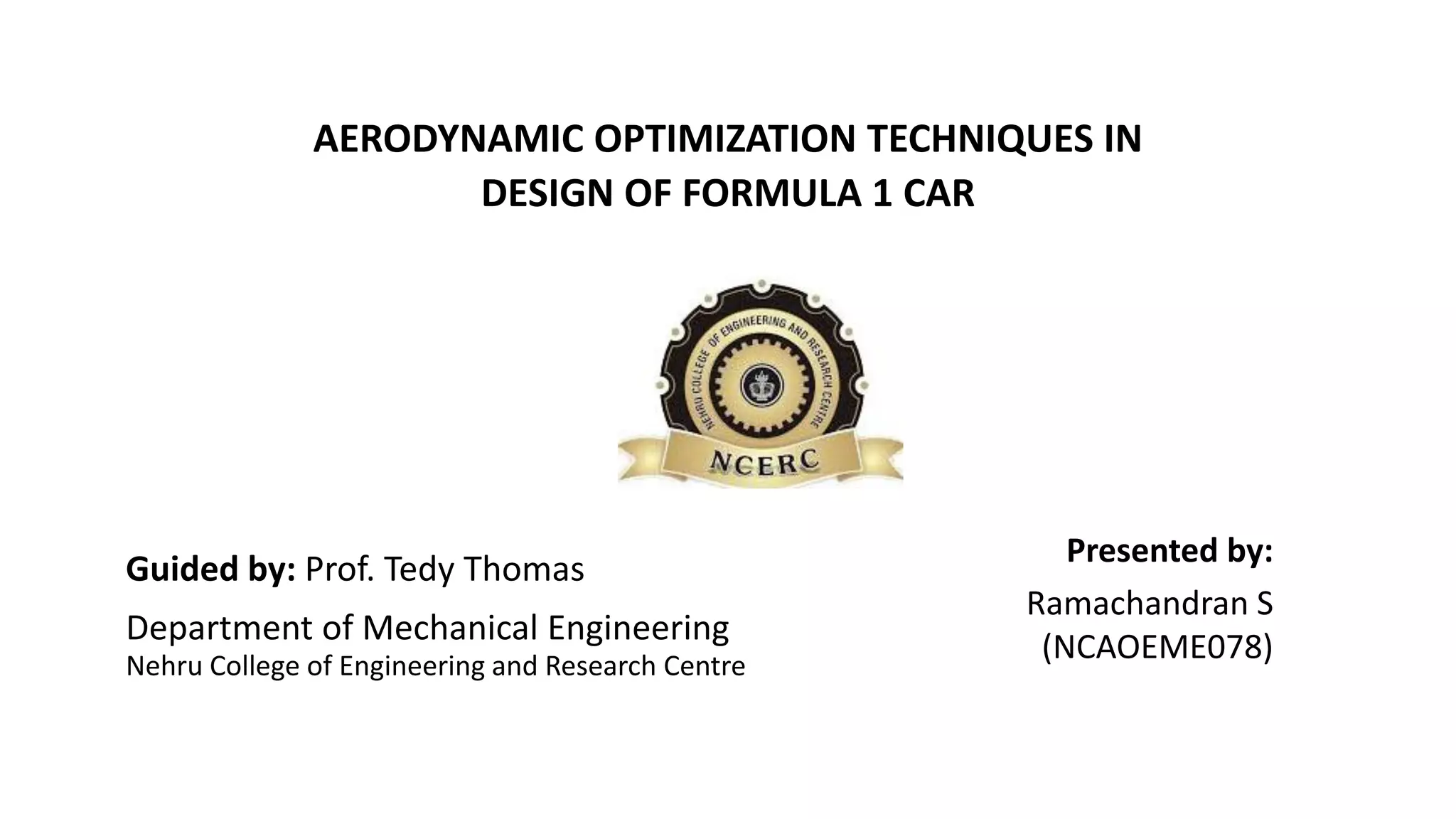 Aerodynamic optimization techniques in design of formula One car | PDF