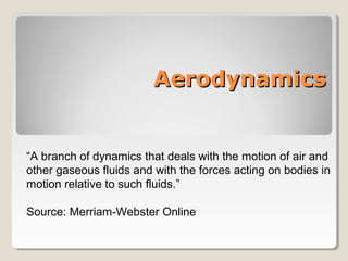 Basics of Aerodynamics | PPT