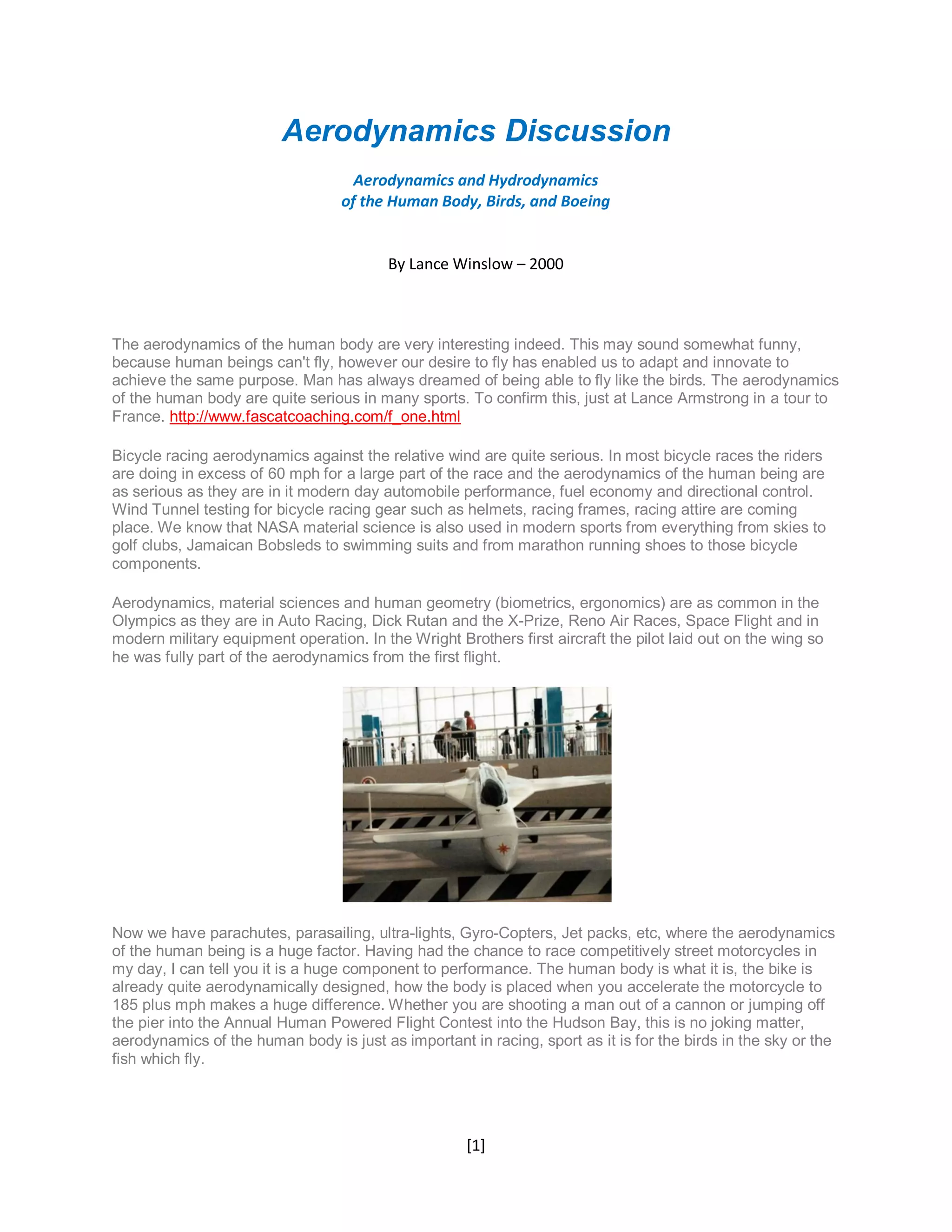 Aerodynamics and Hydrodynamics of the human body | PDF