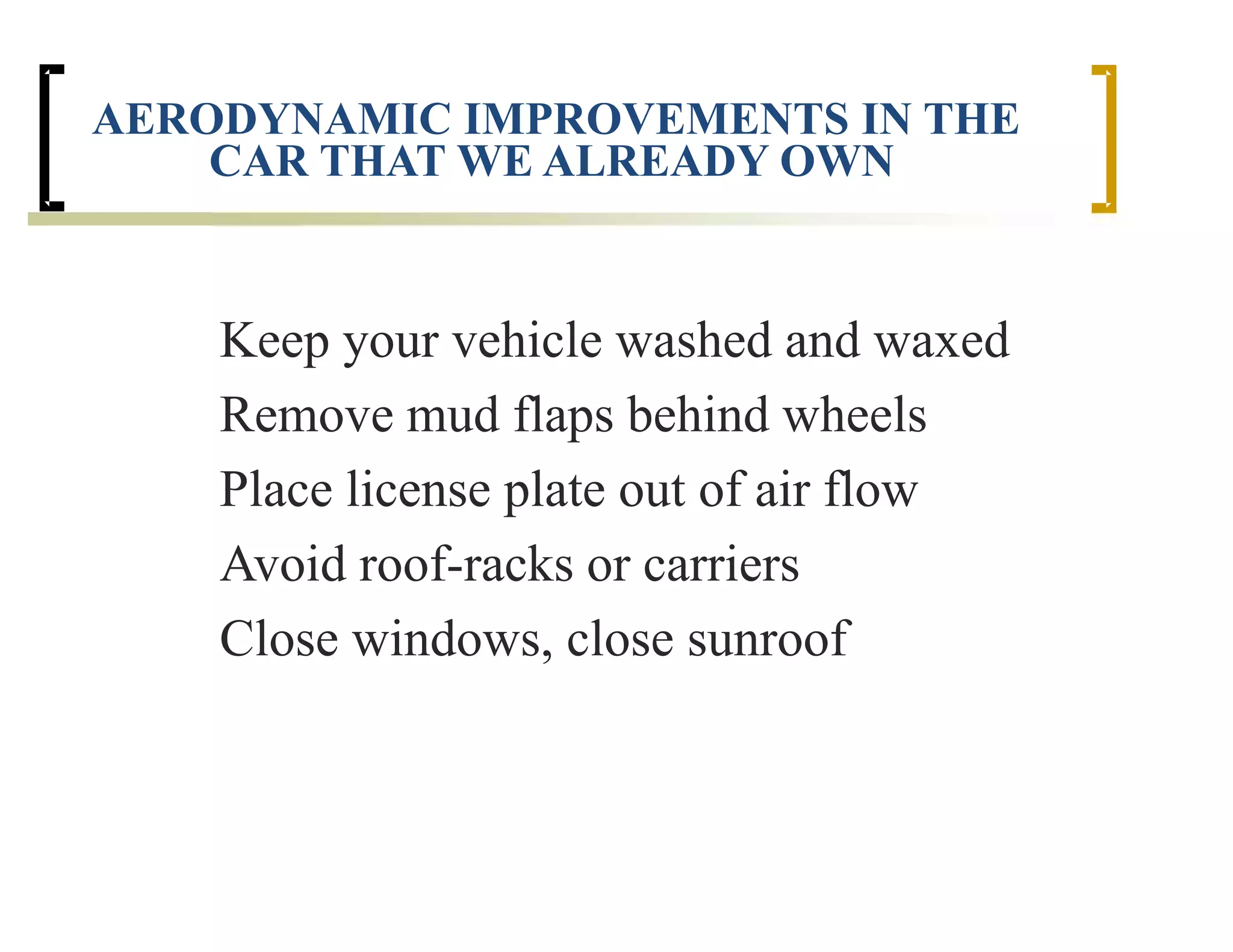 Aerodynamics in cars | PPTX