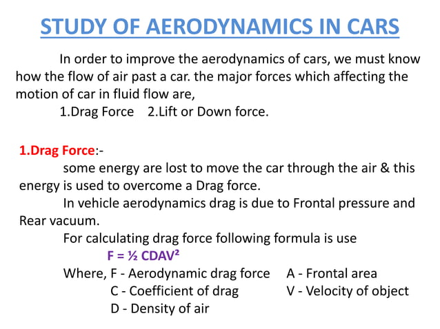 Aerodynamics in cars | PPTX | Physics | Science
