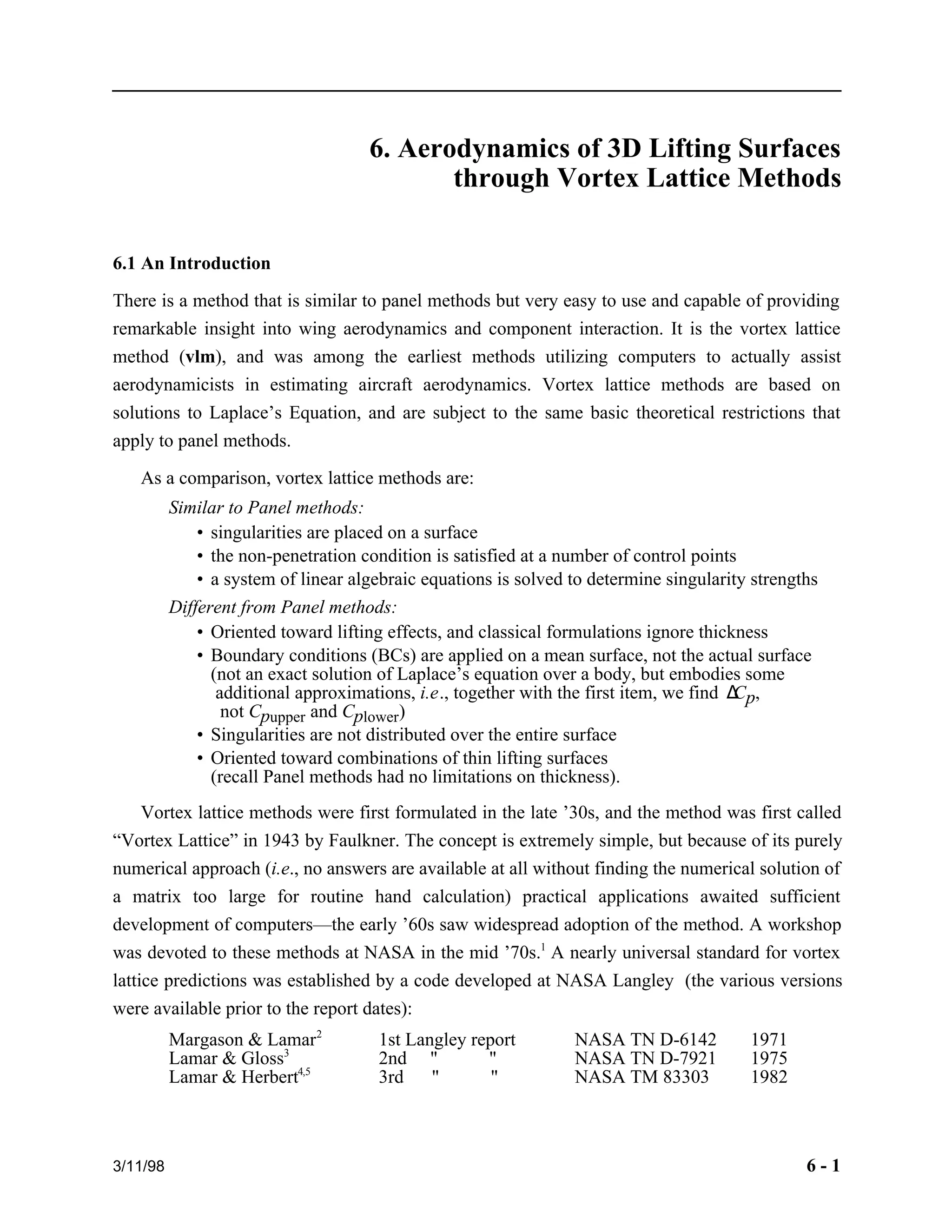 Aerodynamics of 3 d lifting surfaces through vortex lattice methods | PDF | Physics | Science
