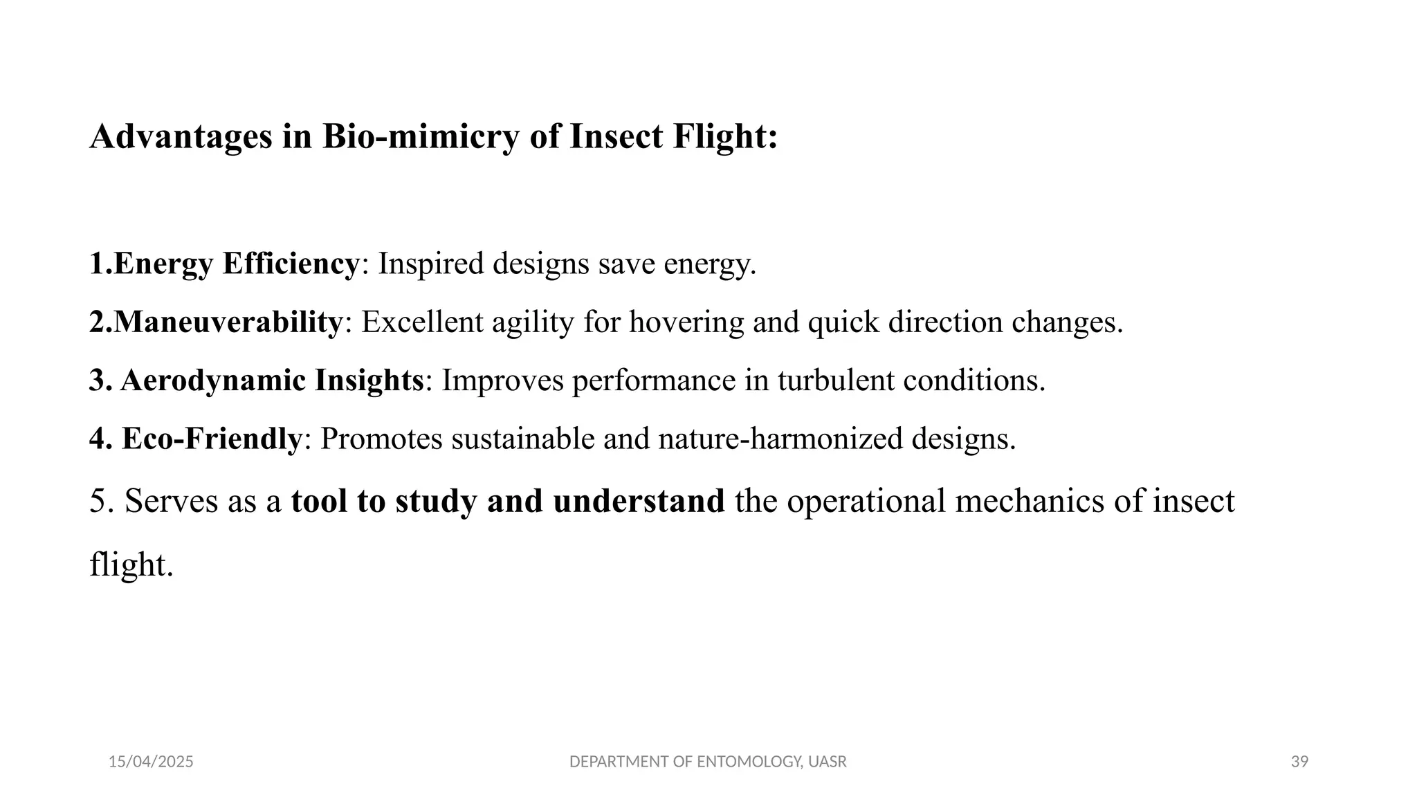 "Biomimicry in aerodynamics: the insights from insects wing design" | PPTX