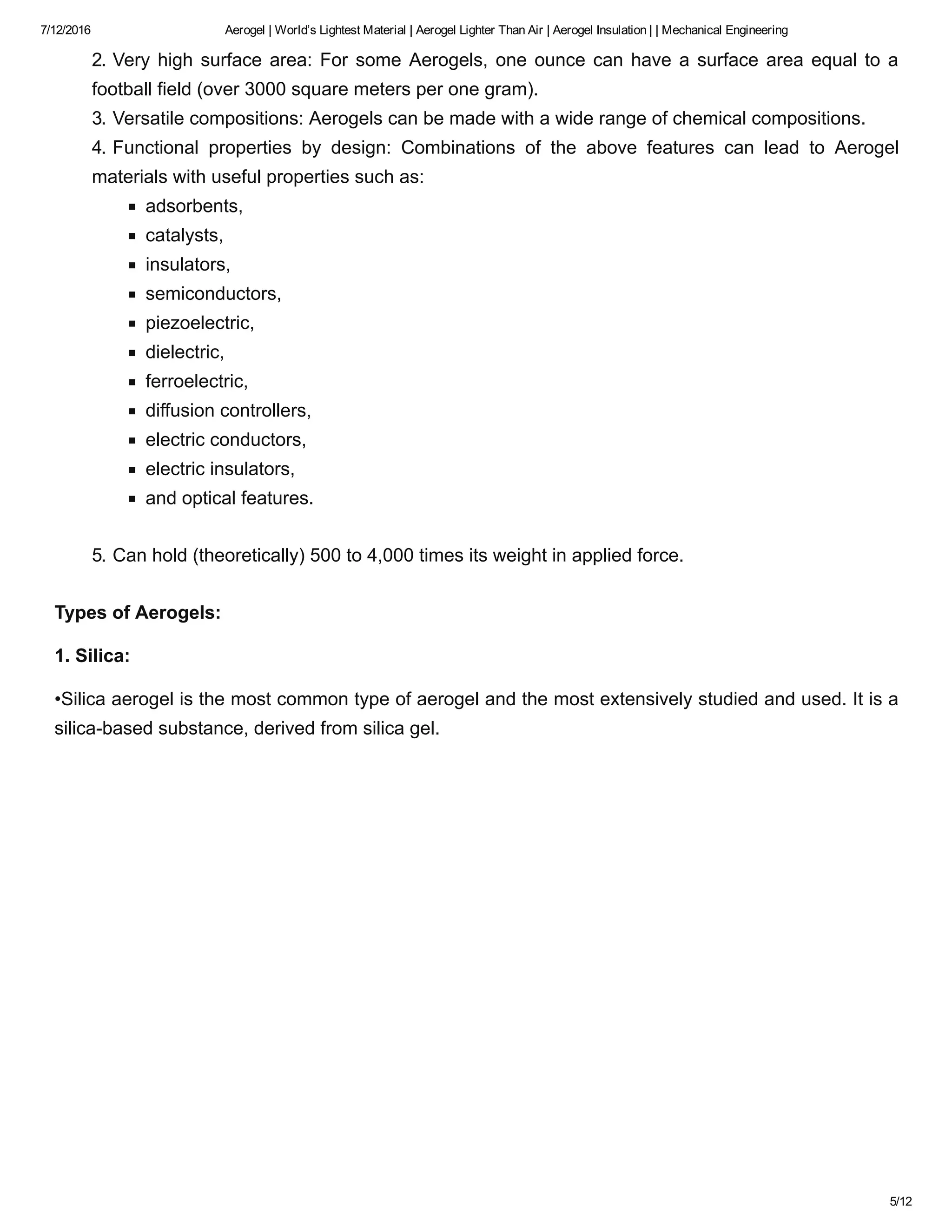 Aerogel world’s lightest material | PDF