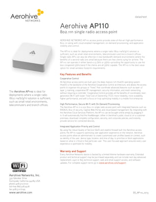 Aerohive AP110 802.11n Wireless Access Point | PDF | Internet | Computing