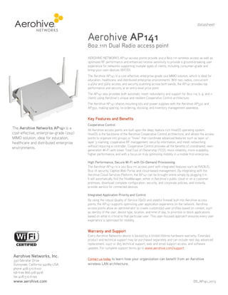 Aerohive AP141 802.11n Dual Radio Access Point | PDF