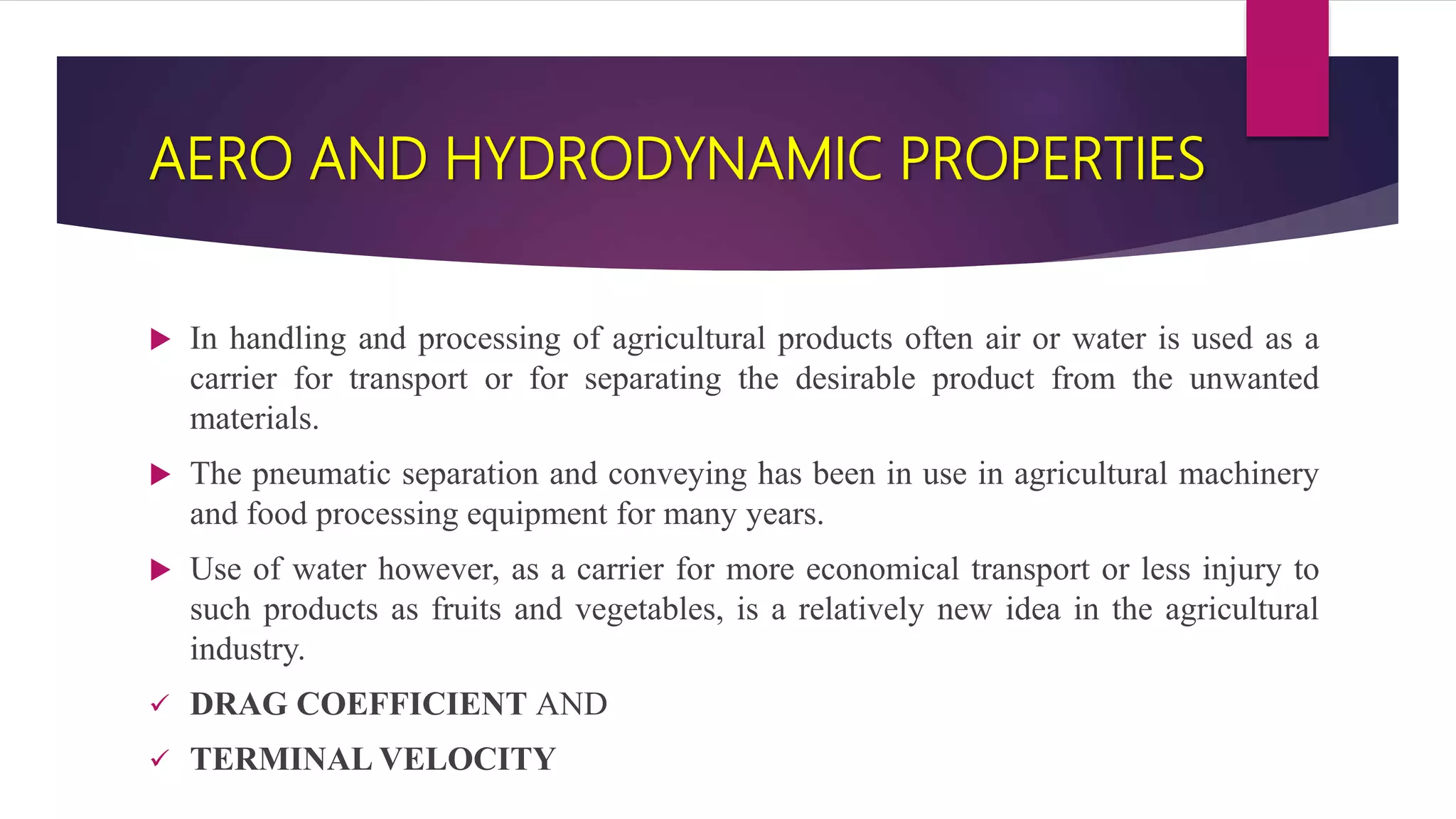 Aero & hydrodynamic properties | PPTX
