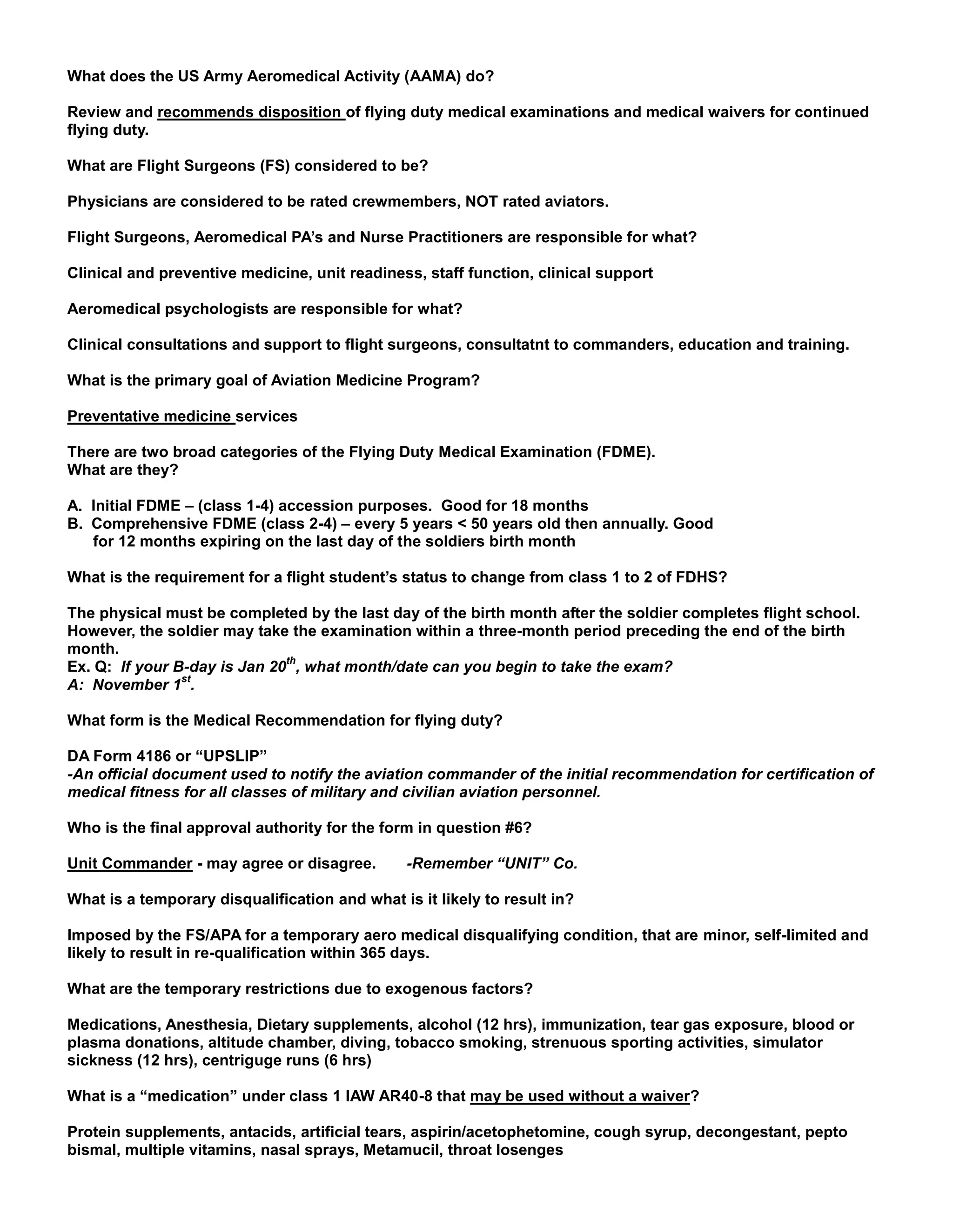 Aeromed studyguide | DOCX