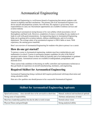 Aeronautical engineering | PDF