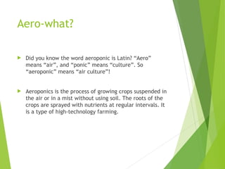 AEROPONICS SFCC hydriponic clases Caribbean University | PPT