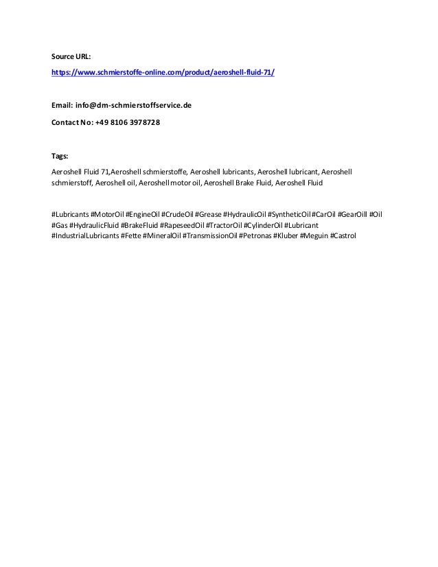 Aeroshell Fluid 71 | Schmierstoffe-online.com
