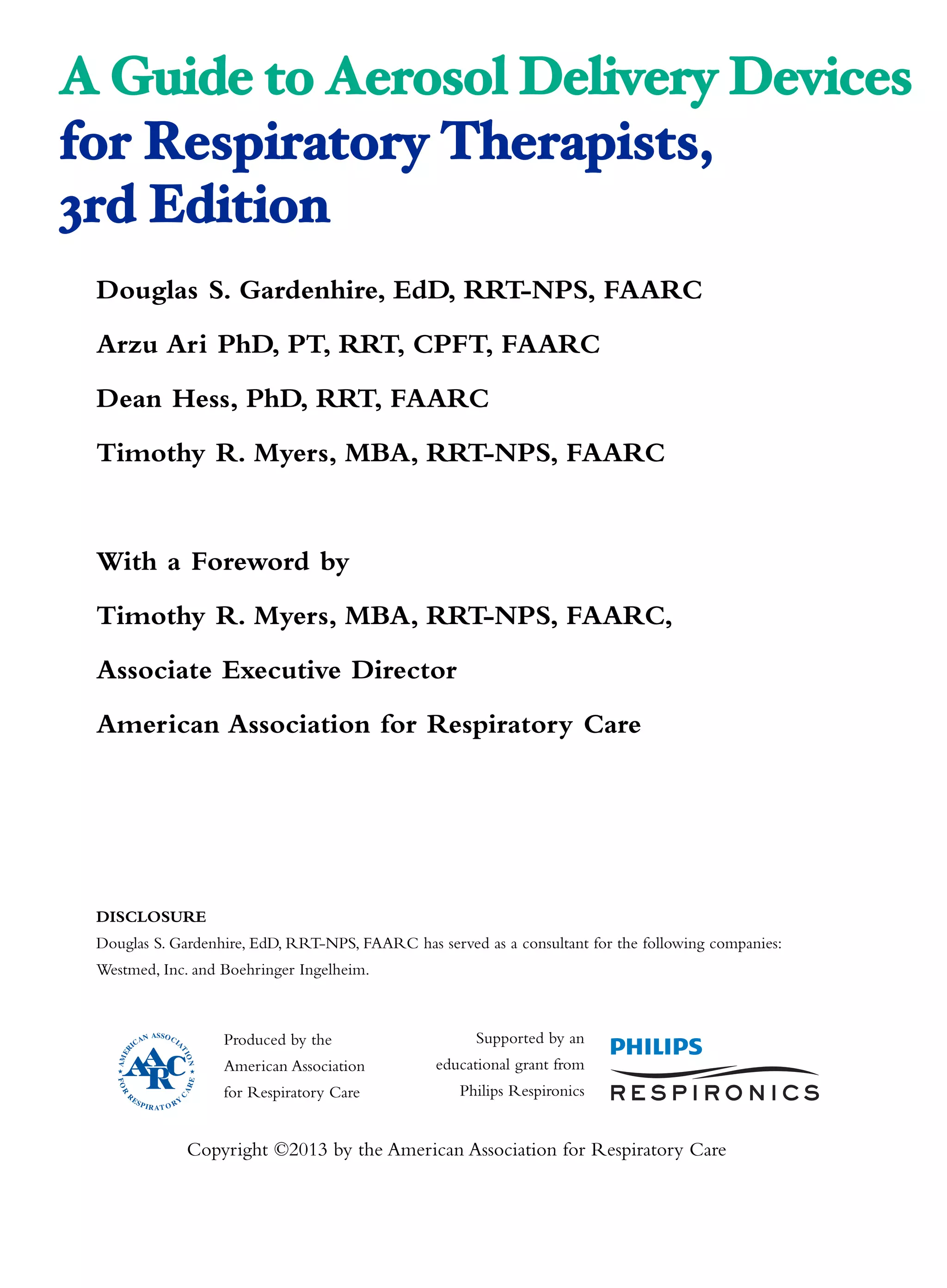 A Guide to Aerosol Delivery Devices for Respiratory Therapists | PDF