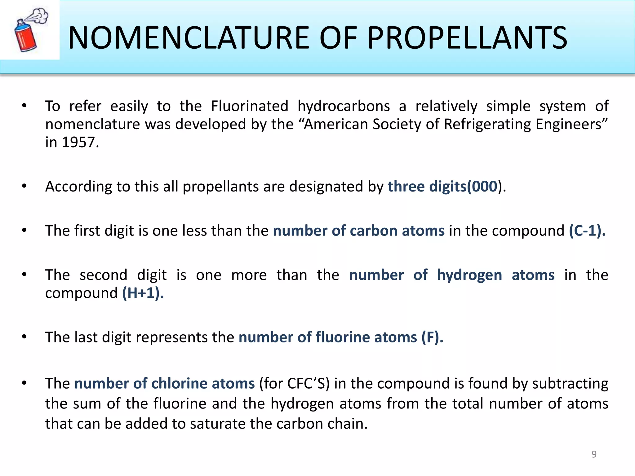 Aerosols containers and different propellants used | PPTX
