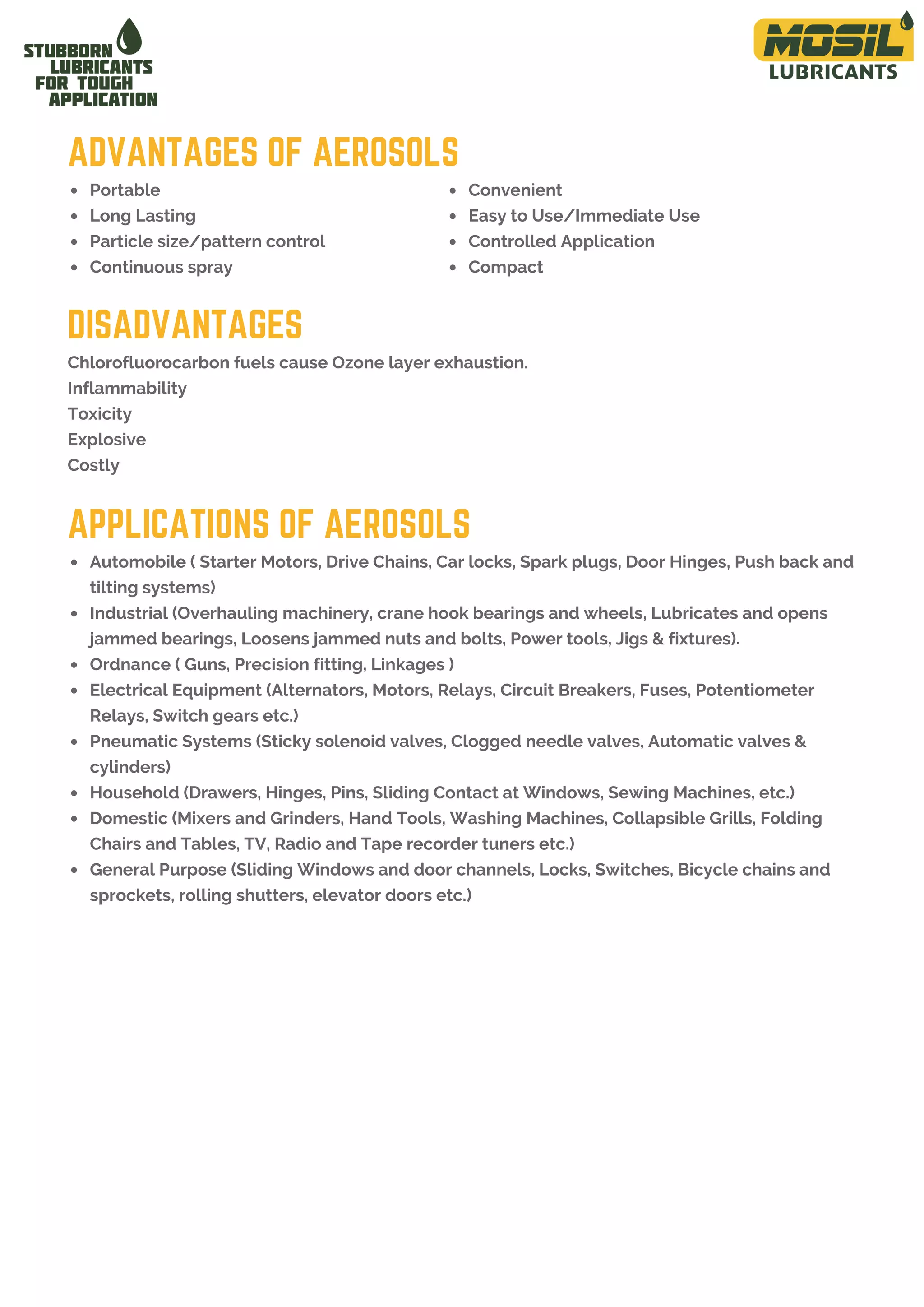 Aerosols and it's applications | PDF