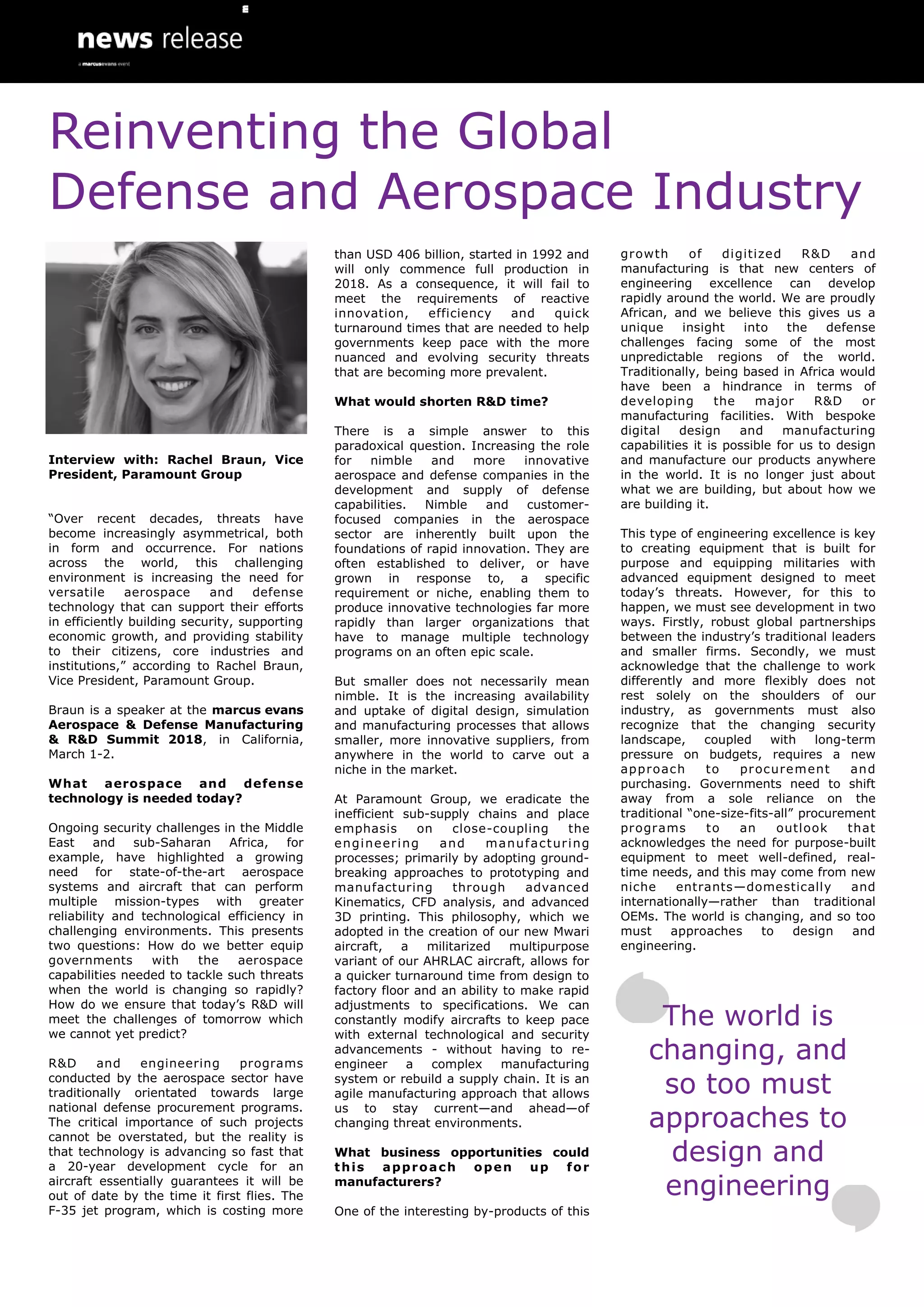 Reinventing the Global Defense and Aerospace Industry-Rachel Braun ...