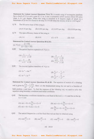 Aerospace engineering (ae) gate previous question paper 2007 download | PDF