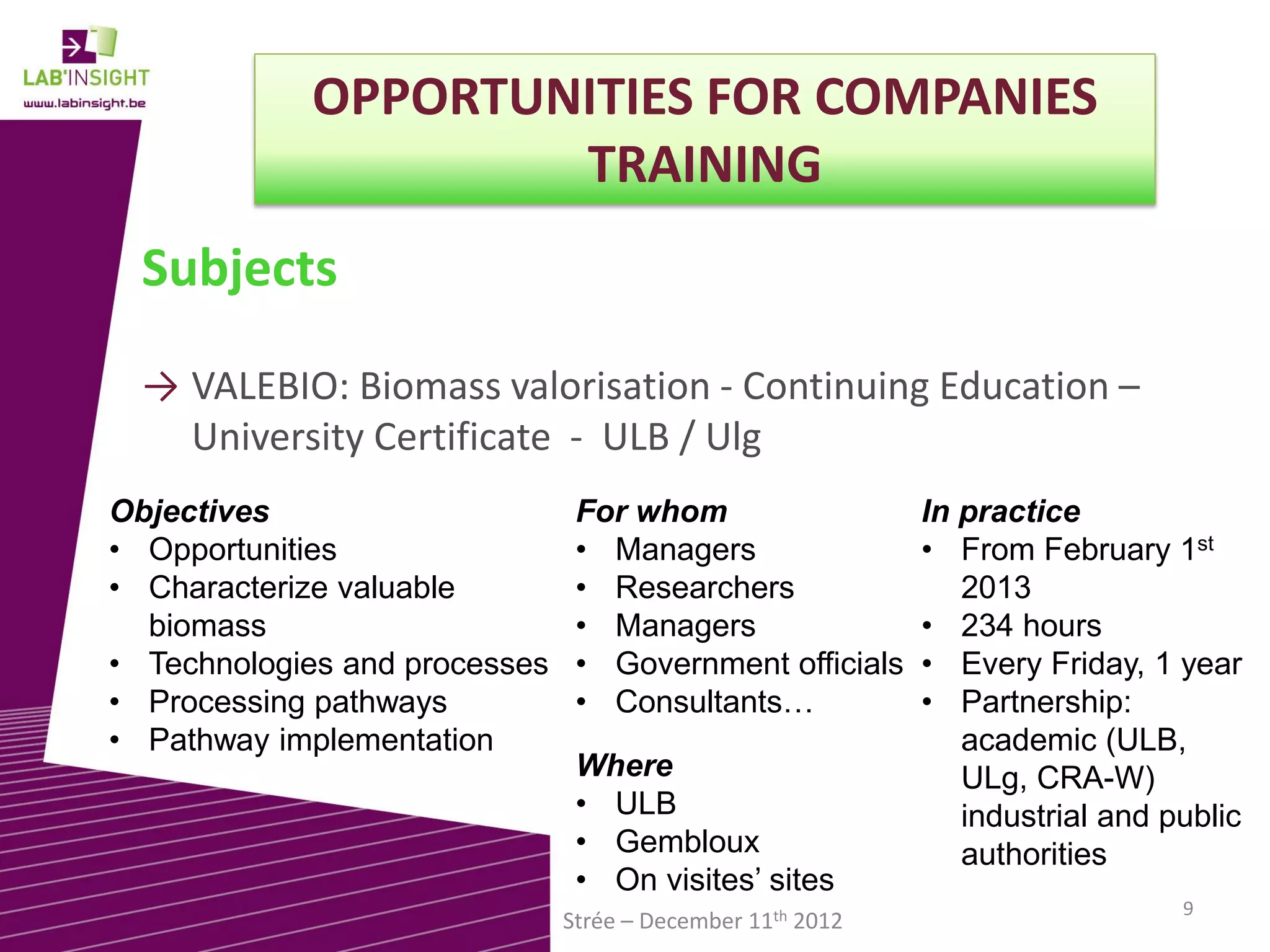 Aero thermo mechanics -ULB- Lab'InSight Biomass to Energy | PDF