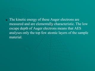 AES (Auger Electron Spectroscopy) is one of the electron emissin ...