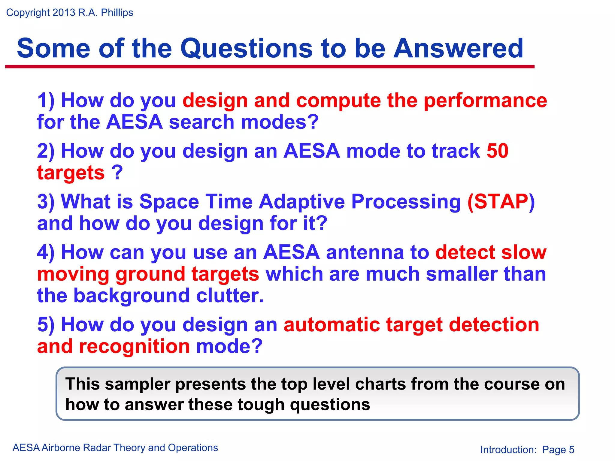 AESA Airborne Radar Theory and Operations Technical Training Course ...