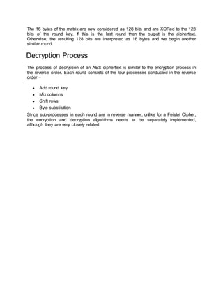 Aes algorithm notes | DOCX