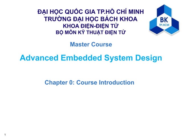 Advanced Embedded System Design Chapter 0 | PPT