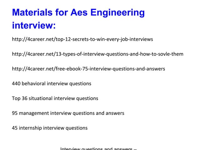 Aes engineering interview questions and answers | PPT