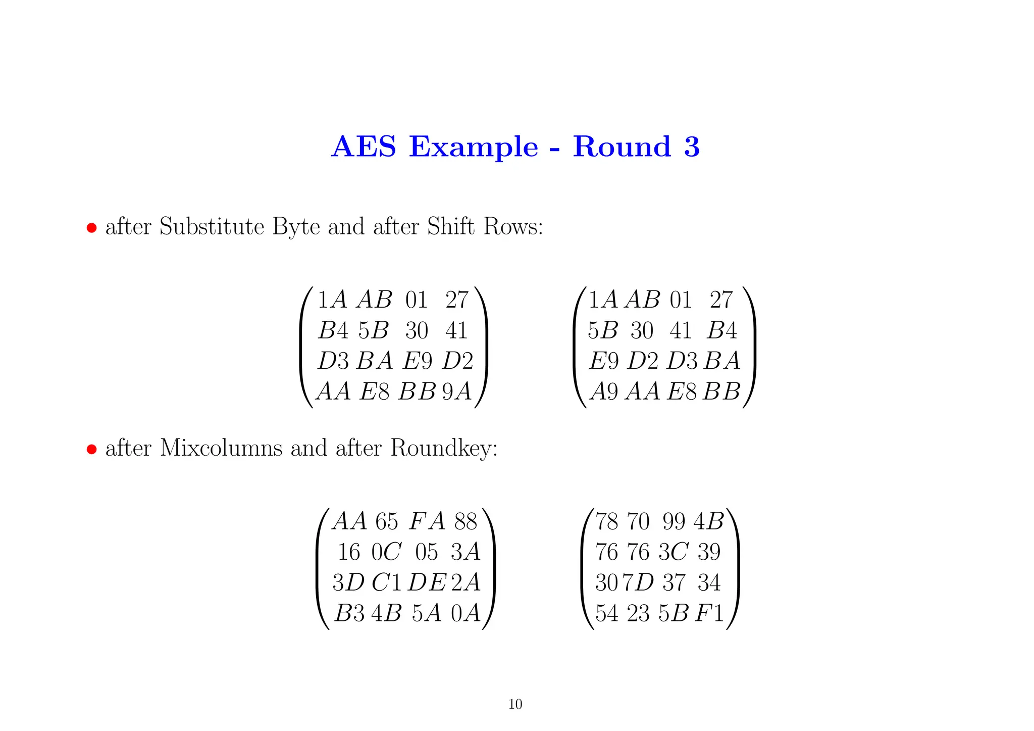 AES Solved Example on Encryption all rounds.pdf