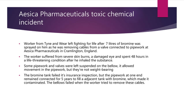 Aesica pharmaceuticals toxic chemical incident | PPT
