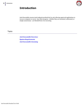 Faronics Anti-executable Standard User Guide | PDF | Operating Systems | Computer Software and ...