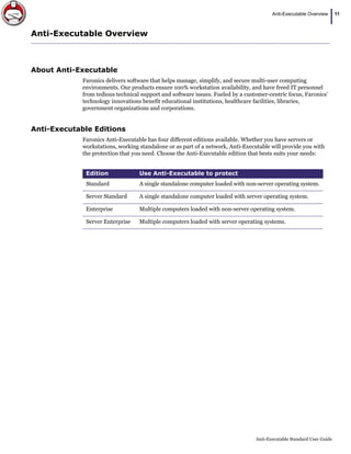 Faronics Anti-executable Standard User Guide | PDF | Operating Systems | Computer Software and ...