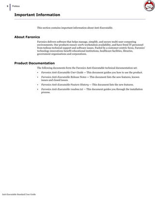Faronics Anti-executable Standard User Guide | PDF | Operating Systems | Computer Software and ...