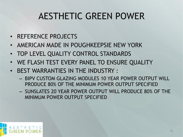 Aesthetic Green Power: History of building renewable energy 1994-2017 | PPT