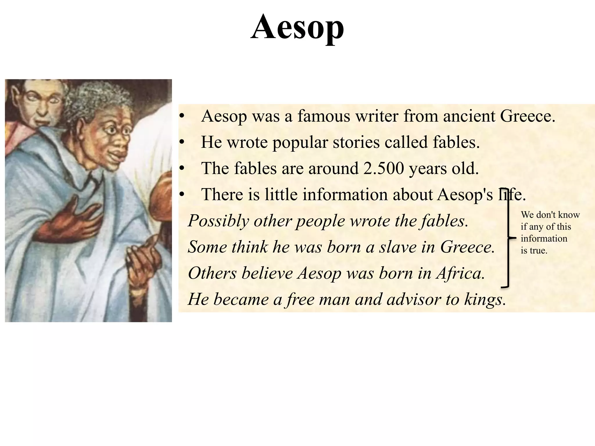 Reading and Writing about Aesop's Fables | PPT