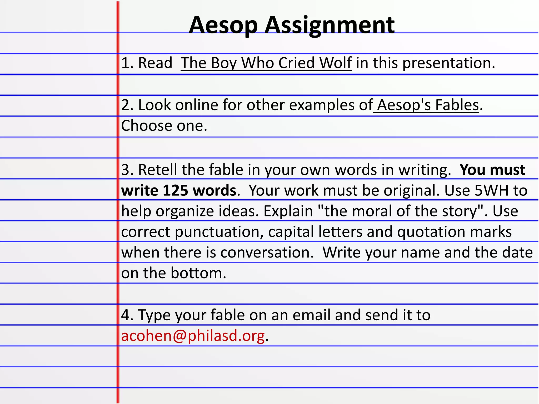Reading and Writing about Aesop's Fables | PPT