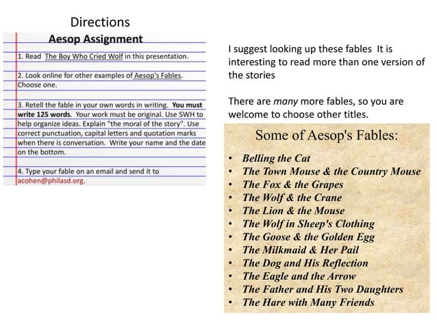 Reading and Writing about Aesop's Fables | PPT