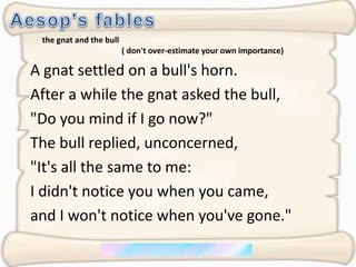 Aesop's fables | PPTX | Zoos & Aquariums | Attractions