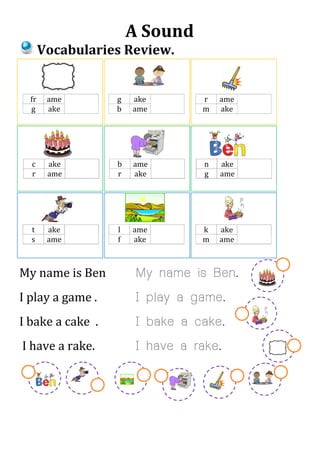 Phonics A e sound 2 | PDF