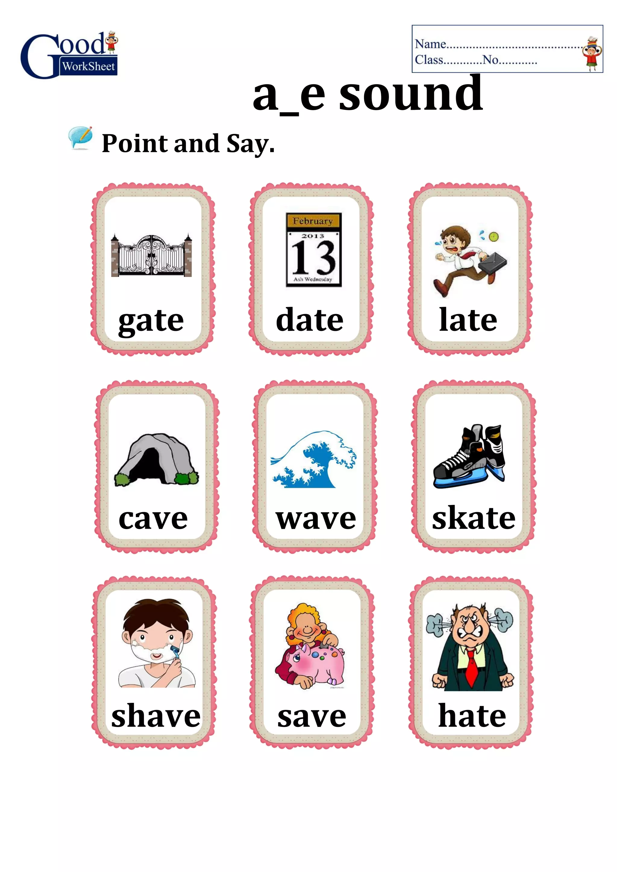 Phonics A e sound 3 | PDF
