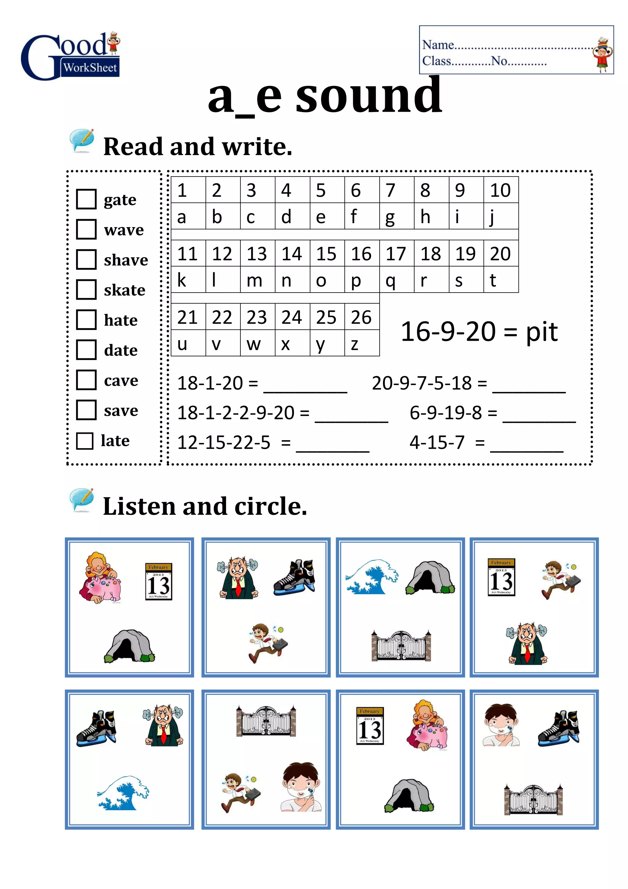 Phonics A e sound 3 | PDF