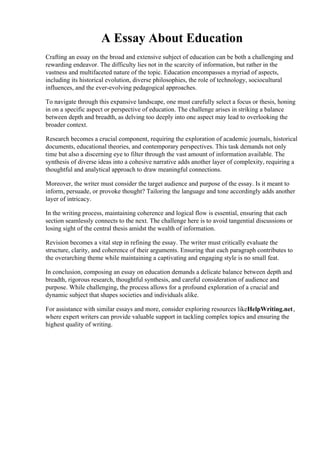A Essay About Education | PDF