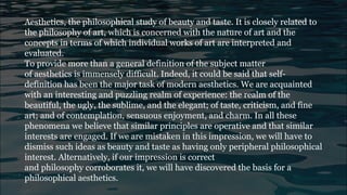 A slideshow about aesthetic value in arts | PPTX