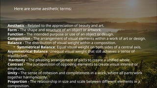 A slideshow about aesthetic value in arts | PPTX
