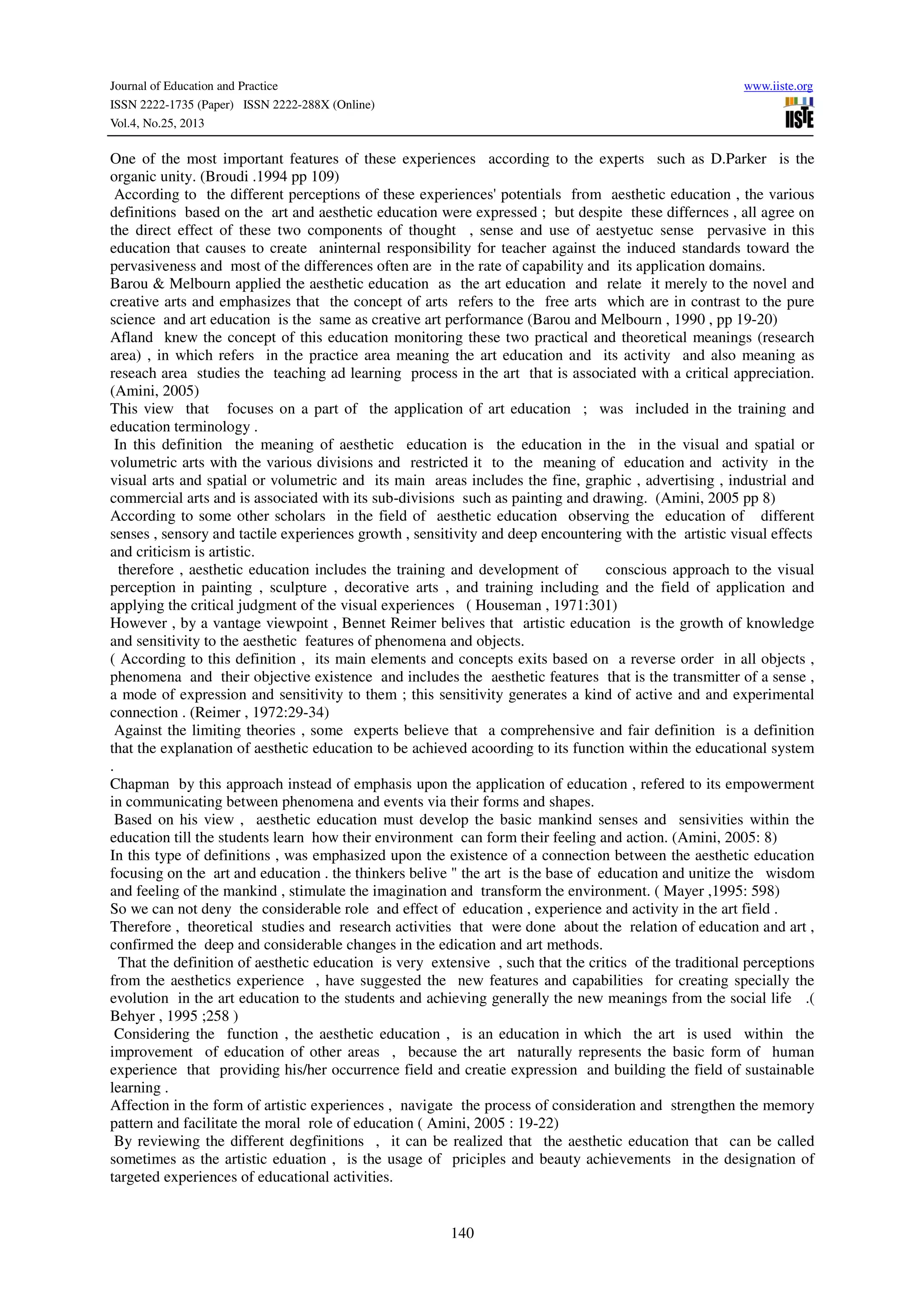 Aesthetic education requirements and its components in the educational ...