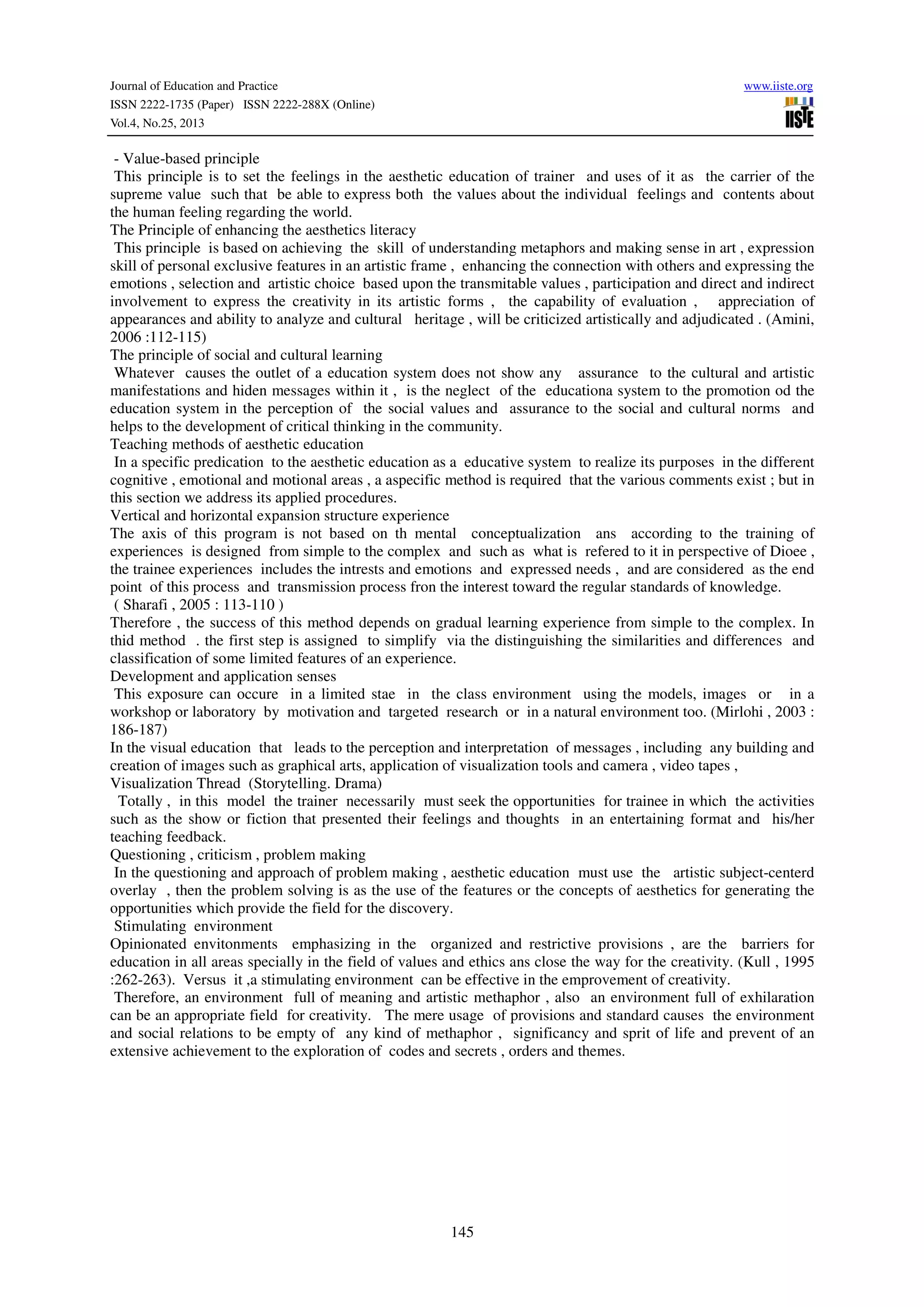 Aesthetic education requirements and its components in the educational ...
