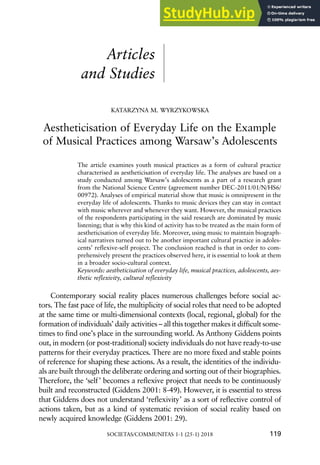 Aestheticisation Of Everyday Life On The Example Of Musical Practices ...