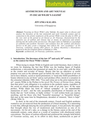 Aestheticism and Art Nouveau in Oscar Wilde s quot Salom quot.pdf